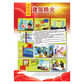 消防安全知识宣传画挂图海报展板消防安全责任告知书墙贴画覆膜防水贴纸VCH VCH37 建筑防火 80*60厘米 覆膜防水PP贴纸