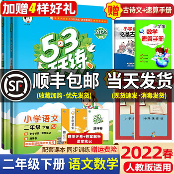 2022春53天天练二年级下册语文数学人教版五三天天练2年级下册课本同步练习册测试卷课堂练习题 二年级下册 语文+数学 人教版