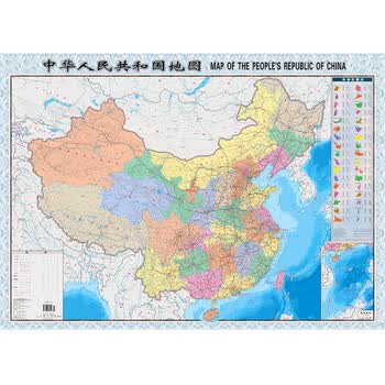 中国地图 升级版 1.06米*0.76米（袋装 学生教室家用商务办公室地图 袋装）