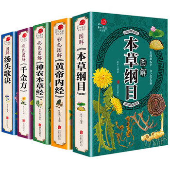 全套5册 本草纲目儿童版 少儿白话文李时珍原著图典 黄帝内经 神农本草经古籍 汤头歌诀白话解
