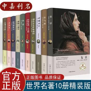 世界十大名著全套10册 正版 外国文学小说 简爱傲慢与偏见红与黑巴黎圣母院复活茶花女呼啸山庄假如给我三天光明