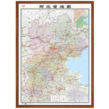 【定制边框】2022年河北省地图 木框装裱 约1.1米*0.8米 胡桃色边框