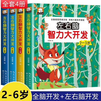 儿童左右脑智力大开发全4册2-3-4-5-6-7岁儿童全脑智力开发逻辑思维训练书籍益智游戏测试题幼儿