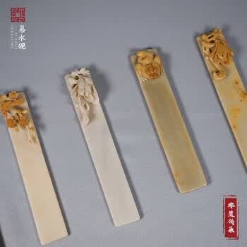 易水文创镇尺石毛笔书法文房四宝易水砚玉黛石青玉石压纸压书中号香插香座摆件