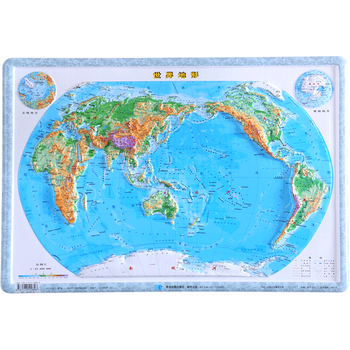 【星球四开】世界地图凹凸立体地形图  54X37厘米 4开地图 初中高中小学生地理学习 地貌地势图