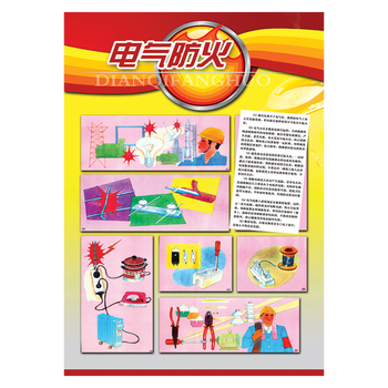 消防安全知识宣传画挂图海报展板消防安全责任告知书墙贴画覆膜防水贴纸VCH VCH36 电气防火 100*70厘米 覆膜防水PP贴纸