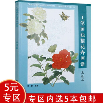 【5本包邮有划道介意慎拍】工笔画白描线描教学书籍 花卉画谱·木槿篇传统国画基础技法教程花卉没骨绘制画