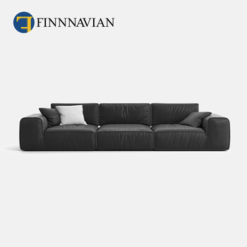 FINNNAVIAN芬纳维亚【2023新品】意式现代极简 Dennes全真皮直排三人座沙发 （黑色) S-2中厚皮 388*120*79【图片 ...