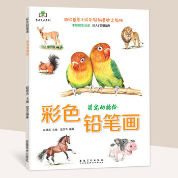 彩色铅笔画萌宠动物篇 手绘彩铅入门技法初级彩铅入门画少儿童彩铅动物教程狗狗小猪飞鸟彩铅画自学绘