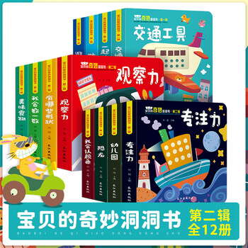 宝贝的奇妙洞洞书 全12册 0-1-2-3岁撕不烂早教书幼儿3D立体触摸翻翻书宝宝启蒙认知书籍