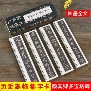 颜真卿多宝塔碑 唐 经典碑帖近距离临摹字卡4册 颜体楷书书法毛笔字帖原碑帖附简体旁注 安徽美术出版社
