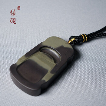 砚台原石天然高档易水手把砚墨盘磨墨老坑端砚学生书法专用小砚台3寸玉黛石手工雕刻礼品砚吉祥手把砚 琴砚