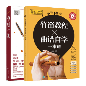 小笛教学 竹笛教程曲谱自学一本通+笛子自学一月通 识谱入门教材书籍