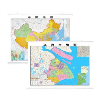 2021新版中国地图挂图+分省地图挂图 约1.1米*0.8米高清覆膜防水行政交通图 中国+上海地图