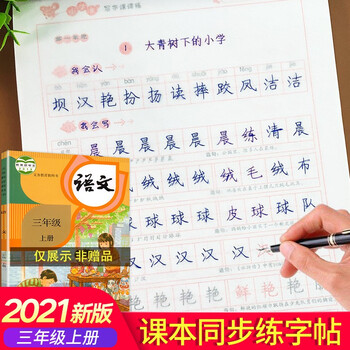 三年级上册字帖同步练字帖 人教版小学语文生字写字专项训练本天天练人教部编版小学生练字课课练一课一练 小脚鸭写字课课练三3上