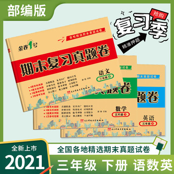 2021新版小学三年级上下册期末冲刺总复习语文数学英语真题测试卷全套3本人教版 下册 数学