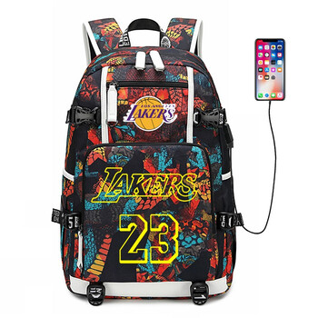NBA篮球包科笔比书包库里篮球詹姆斯双肩包哈登背包威少乔治周边欧文夜光韦德送人生日礼物节日礼物 詹姆斯-印花红