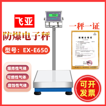 飞亚本安型EX-E650防爆电子秤高精度化工气体专用电子台秤不锈钢 量程：300KG*50g（60*80CM）【图片 价格 品牌 报价】-京东