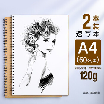 2本素描本A4美术生手绘专用素描纸16K小学生用空白图画本儿童幼儿园8k涂鸦本加厚成年初学者动漫彩铅纸画本 A4加厚-120克（买一送一共2本）