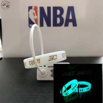【掌柜推荐】斯蒂芬·库里NBA球星库里手环勇士队30号 篮球运动硅胶腕带学生礼物情侣夜光款 夜光白填金【19cm】
