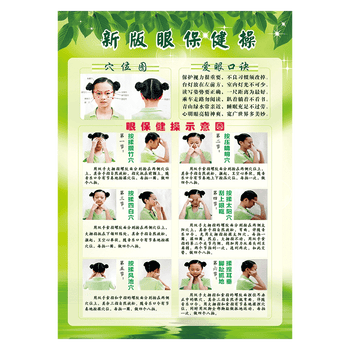 4节5节眼保健操宣传画海报挂图图解展板标贴纸标语王墙贴画SCH SCY36 眼保健操 40x60cm  5mm雪弗板
