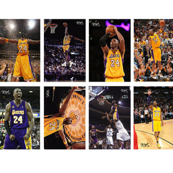 NBA全单人海报球星库里科比詹姆斯艾弗森周边墙贴壁纸明信片 【科比】 【新款高清海报一套8张随机】