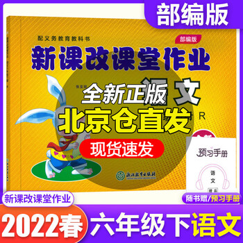 新课改课堂作业英语语文数学六6年级上下册BJ北京课改版大白兔练习册配北京市义务教育教科书 六年级下册 语文部编