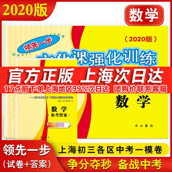 正版2020版领先一步文化课强化训练 中考数学 一模试卷+参考答案 上海中考一模卷各区县中考精编