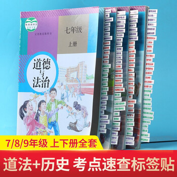 初中道德与法治历史 速查贴纸 初中地理生物速查标签 粘性强小条学生用标记本标签便签贴纸网红便签纸 初中789年级政治历史套 道法+历史