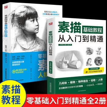 2册零基础学会素描人物头像 透视比例结构体块明暗五官全解素描零基础教程从入门到精通初级教程材书籍单个