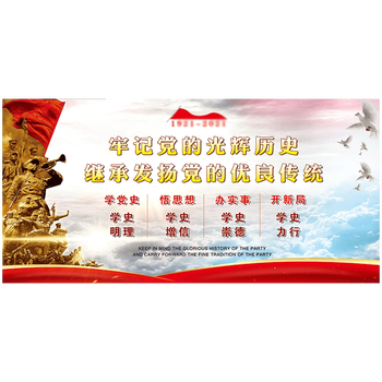 学习党史教育活动学史明理宣传画挂图海报历史知识宣传栏贴纸ODX ODX01-03  牢记党的光辉历史 120x240cm  PP覆膜贴纸