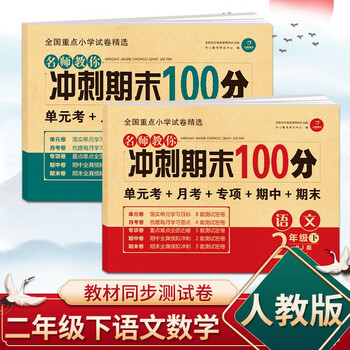 二年级下册试卷冲刺期末100分单元期中月考专项练习 语文+数学人教版