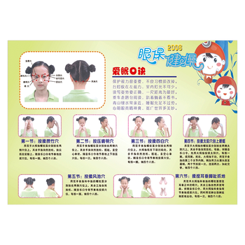 国家标准对数视力表对数表4节6节眼保健操规范动作挂图墙贴纸SCH SCH53 眼保健操 50x70cm  PVC塑料板