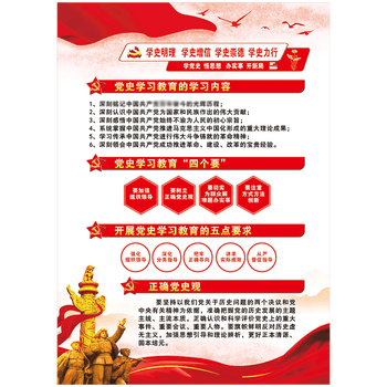 开展党史学习教育活动学党史明理宣传画挂图海报贴纸宣传栏ODL16 ODL16-02党史学习教育内容 70x100cm  PP覆膜贴纸