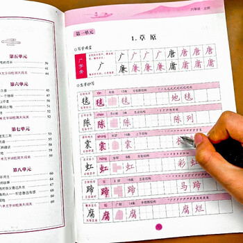 六年级上册同步字帖练字帖练字人教版小学课本写字课课练专项训练小学生语文练字本人教版天天练6年级字帖 红色