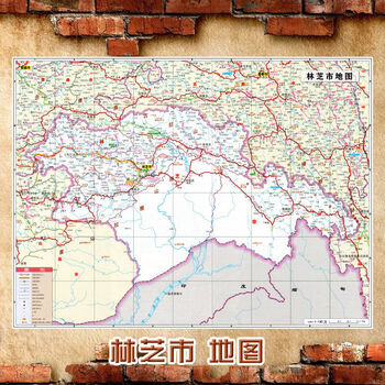 2021新款 林芝市地图墙贴 超大巨幅 交通行政区划图 装饰画海报 150-200cm（高X宽） 相纸（有配送专业胶不伤墙）