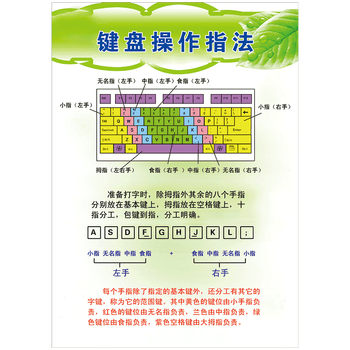 键盘功能分区图宣传画挂图海报电脑室布置展板墙贴画SCY50 SCY50-02 键盘操作指法 80*60厘米 覆膜PP贴纸