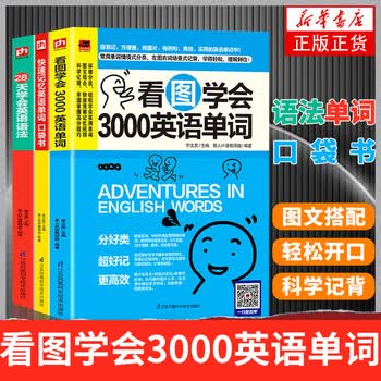 包邮全3册 28天学会英语语法+看图学会3000英语单词+快速记忆英语单词口袋书