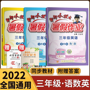 2022版小学通用版暑假作业三年级语文数学英语三本套装黄冈小状元小学教辅同步练习