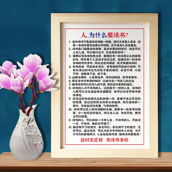 勤学静思戒骄戒躁 学生书房字画挂画励志激励摆件书法座右铭实木相框挂墙画框UTK UTK93 人为什么要读书 A5(可摆可挂)