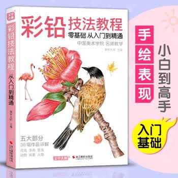 美学大师 彩铅技法教程 入门自学零基础临摹本教材书籍 专业手绘花卉花鸟动物多肉风景人物绘画画册集彩色