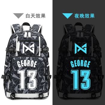 NBA篮球包科笔比书包库里篮球詹姆斯双肩包哈登背包威少乔治周边欧文夜光韦德送人生日礼物节日礼物 乔治-印花灰