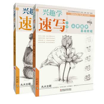 正版全套2册 兴趣学速写上下册 沐尚文化 朱丹植物花卉动物铅笔素描临摹零基础入门教材教程书 自学手绘