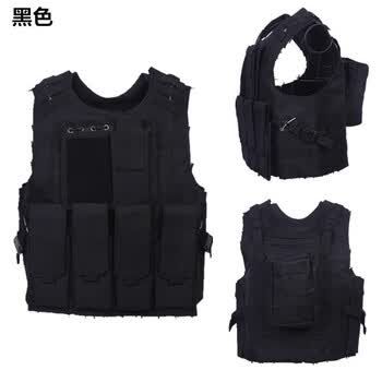 两栖战术背心马甲多功能特种兵作战cs野战装备安保军迷用品 黑色 标准款