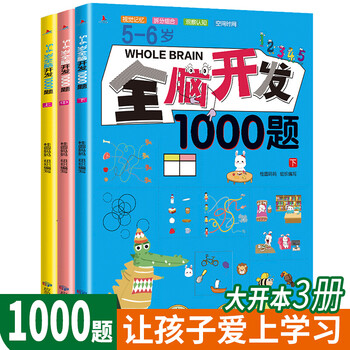 5-6岁儿童左右全脑开发1000题 全套3本 幼儿益智书籍思维训练练习册