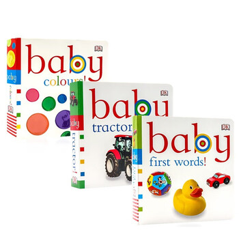 英文原版 DK Baby 3册纸板书带翻页First Words/Tractor/Colours 儿童英语启蒙绘本 学习单词 0-3岁