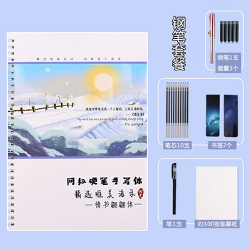 奶酪体字帖申论练字帖鲸落体行书练字帖成年考研楷书幼儿园瘦金 情书翩翩【雪山】【钢笔+复写纸 套餐】