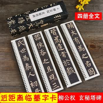 柳公权玄秘塔碑 唐 经典碑帖近距离临摹卡全4册 柳体楷书书法毛笔字帖原碑帖附简体旁注 安徽美术出版社