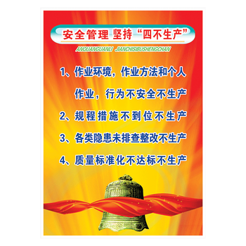 安全生产教育宣传画挂图安全知识海报车间安全生产常识墙贴画贴纸NKH NKH04 四不生产 120*80厘米 覆膜防水PP贴纸