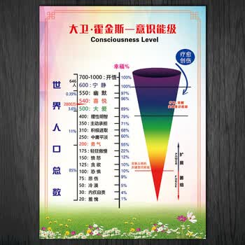 霍金斯能量等级表思维情绪能量层级图励志标语学习金字塔挂图宣传画心理咨询教学挂画贴纸SCY73 SCY73-03 大卫霍金斯意识能级 80*120cm  PP覆膜贴纸